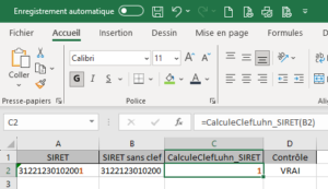 EXCEL : Calculer la clef de contrôle d’un numéro SIRET – Audit ...